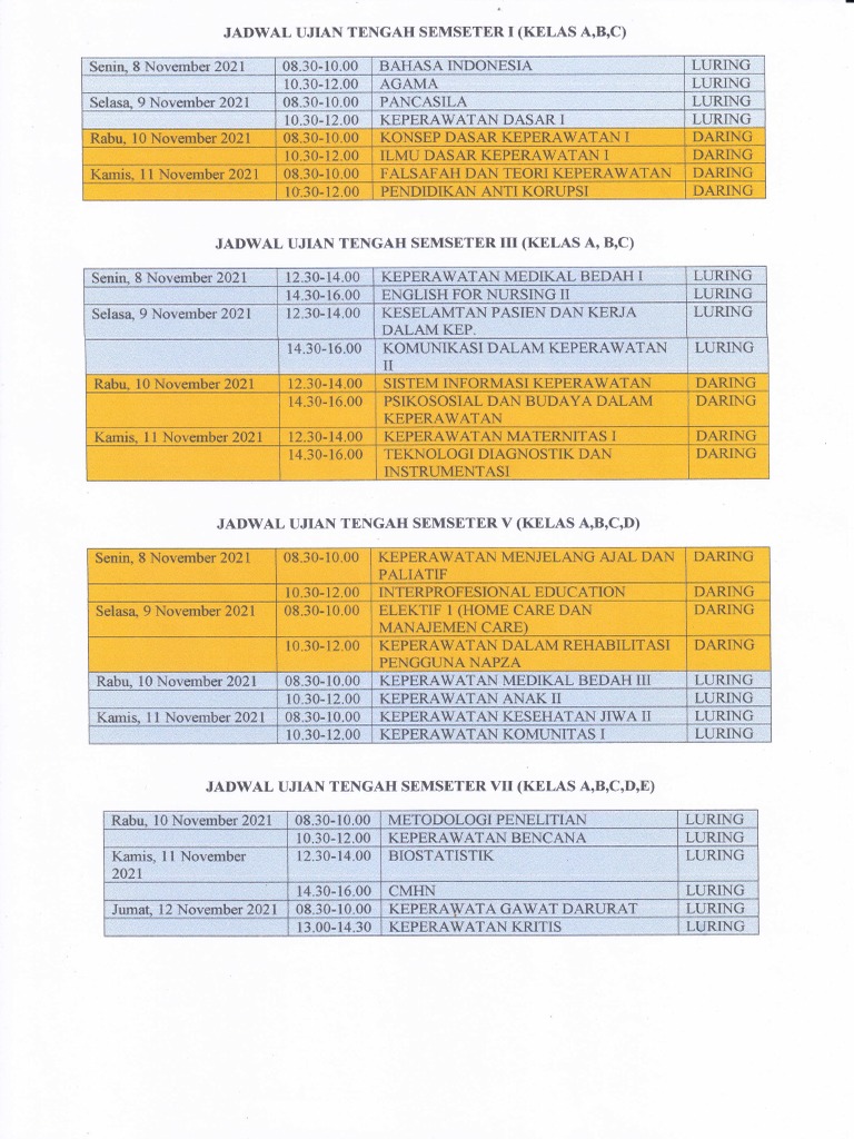 Jadwal UTS Ganjil 2021-2022 | PDF