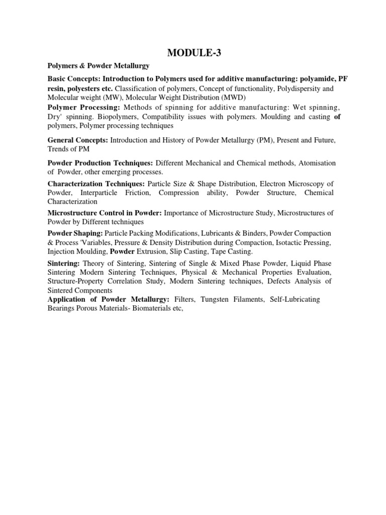 Module 3 Additive Manufacturing 18 Scheme Pdf Polymers Fibre