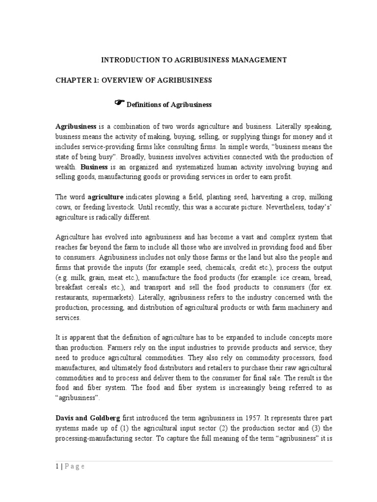 Introduction to Agribusiness Management | PDF | Agribusiness | Agriculture
