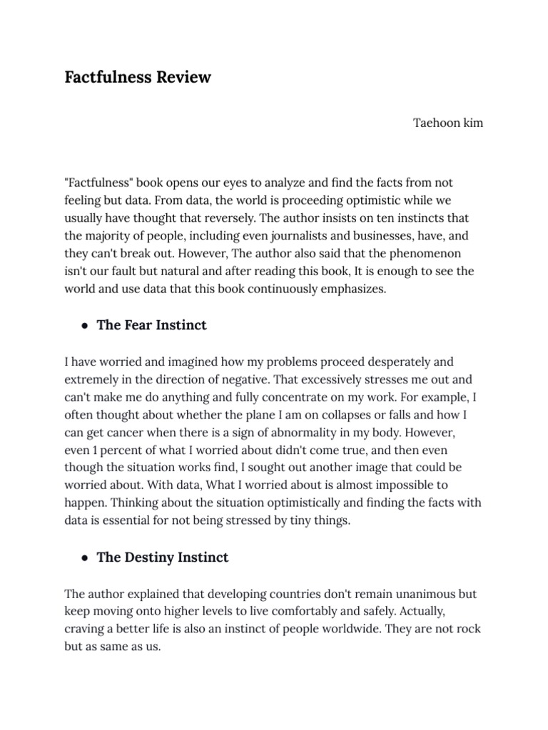 Factfulness Review: The Fear Instinct | PDF | Neuropsychological ...