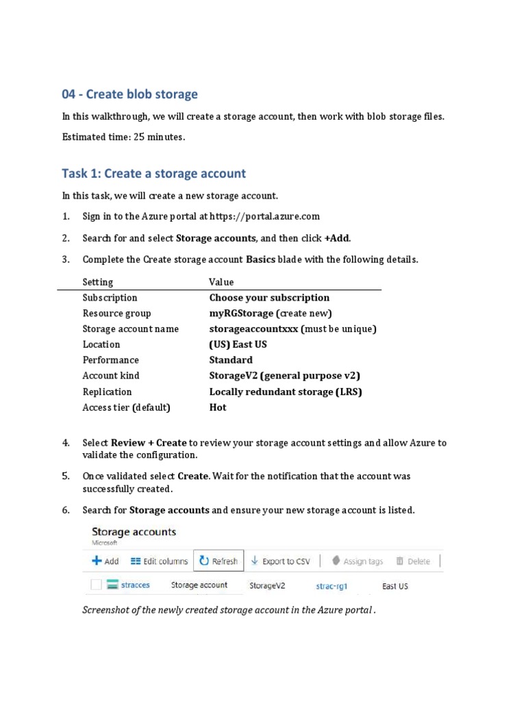 LAB - Create Blob Storage | PDF | Computer File | Computer Engineering