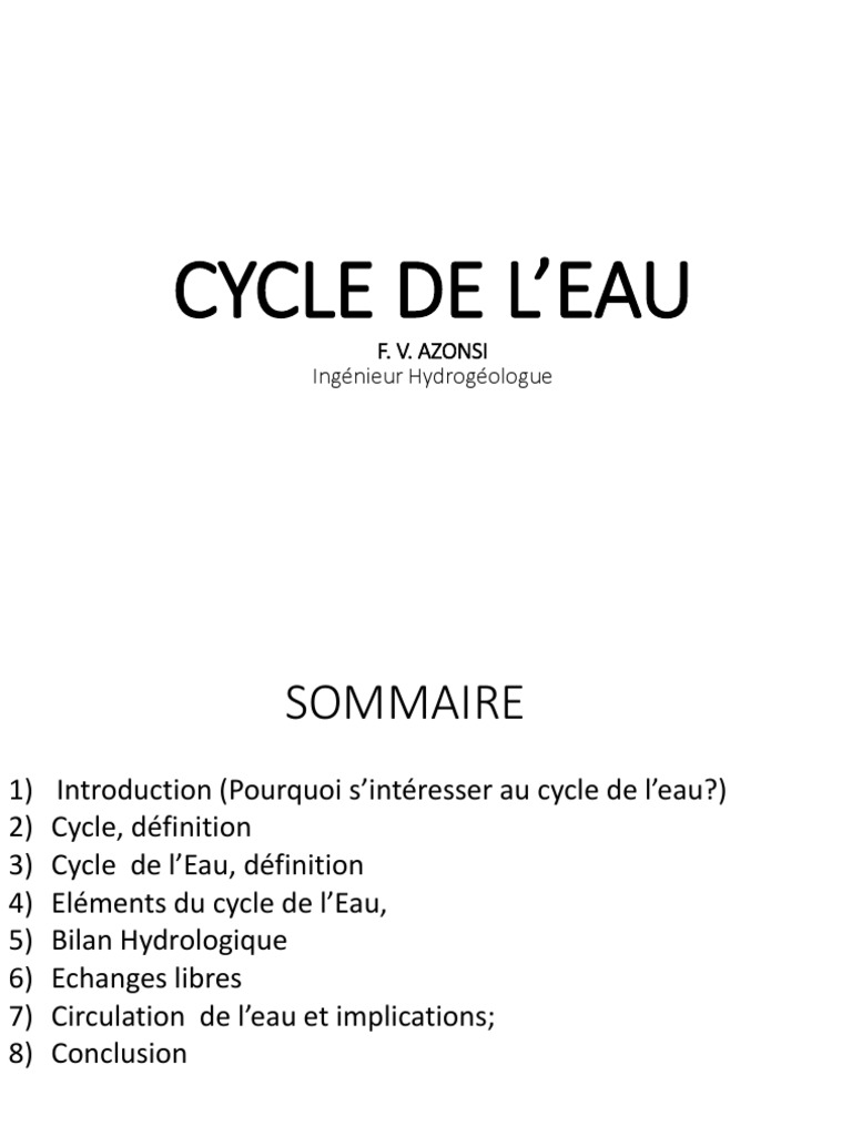 c2 1 Cycle de L'eau Ine 2022 | Descargar gratis PDF | Cycle de l'eau | Évapotranspiration