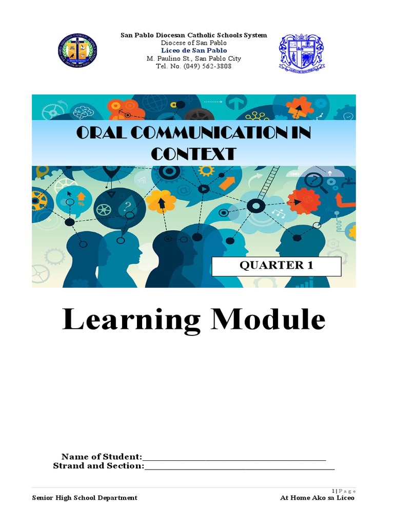 Learning Module: Quarter 1 | PDF | Communication | Nonverbal Communication