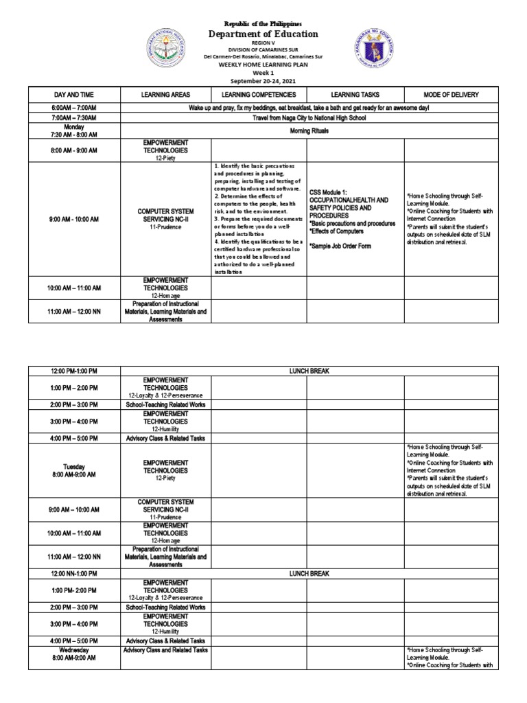 Department of Education: Republic of The Philippines | PDF | Learning