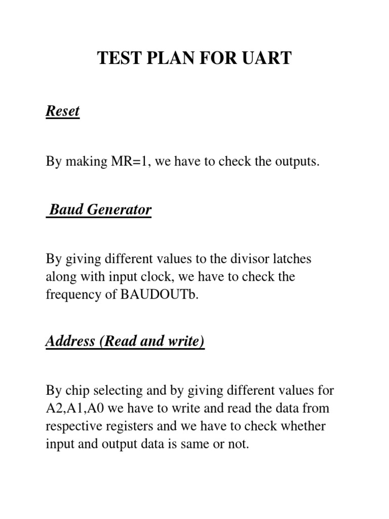 Test Plan For Uart | PDF