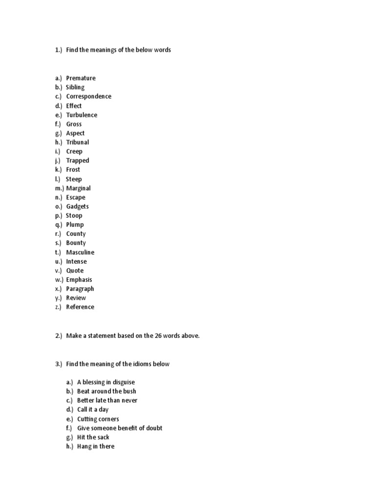 Form 5 English Exercise | PDF