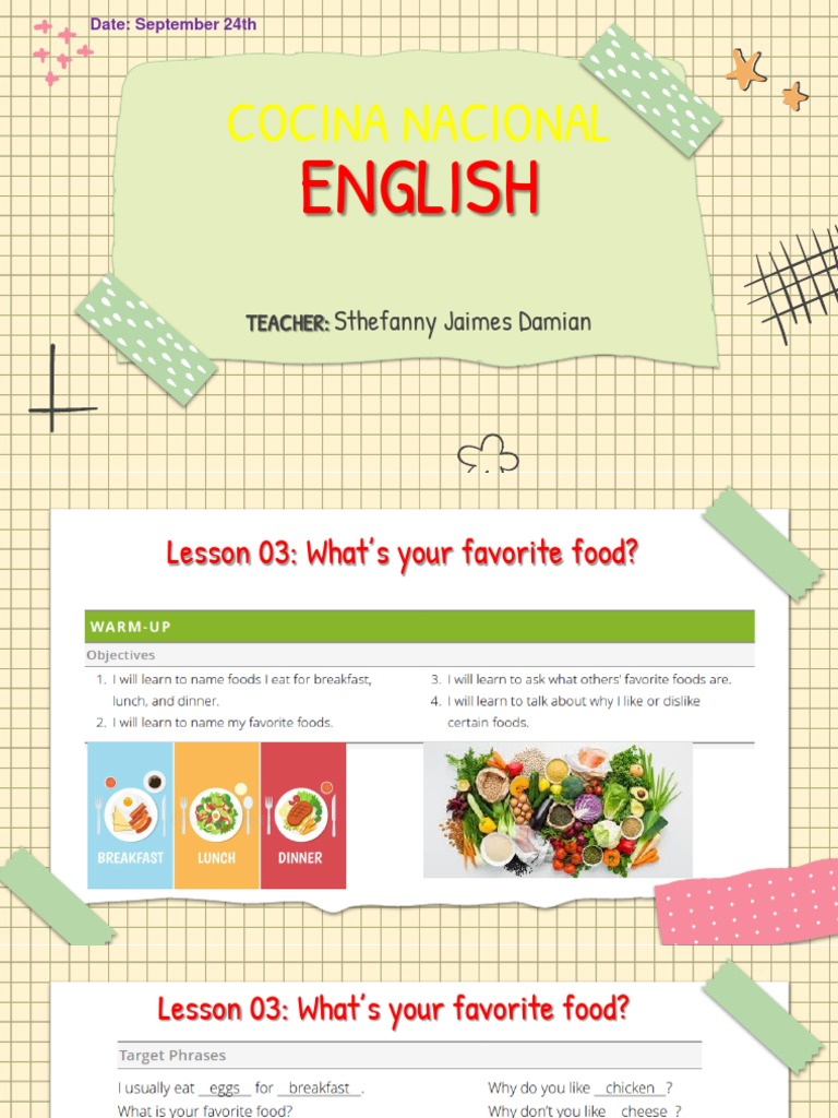 ENGLISH LESSON 03 Whats Your Favorite Food | PDF