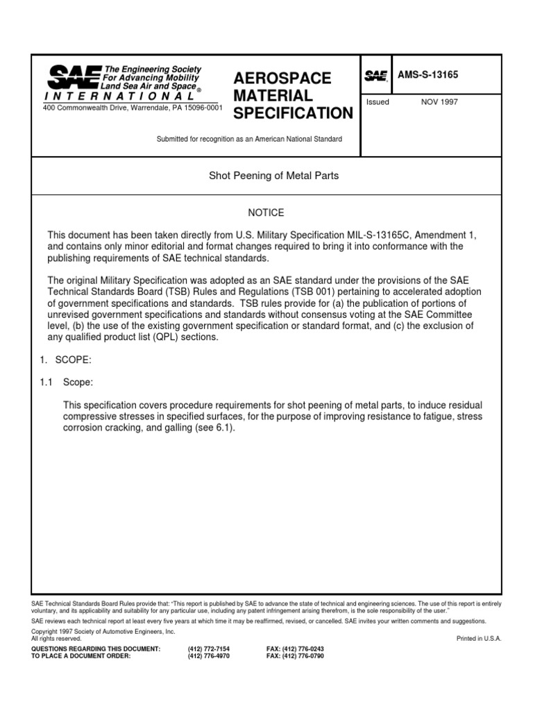 AMS-S-13165 | Materials | Metals