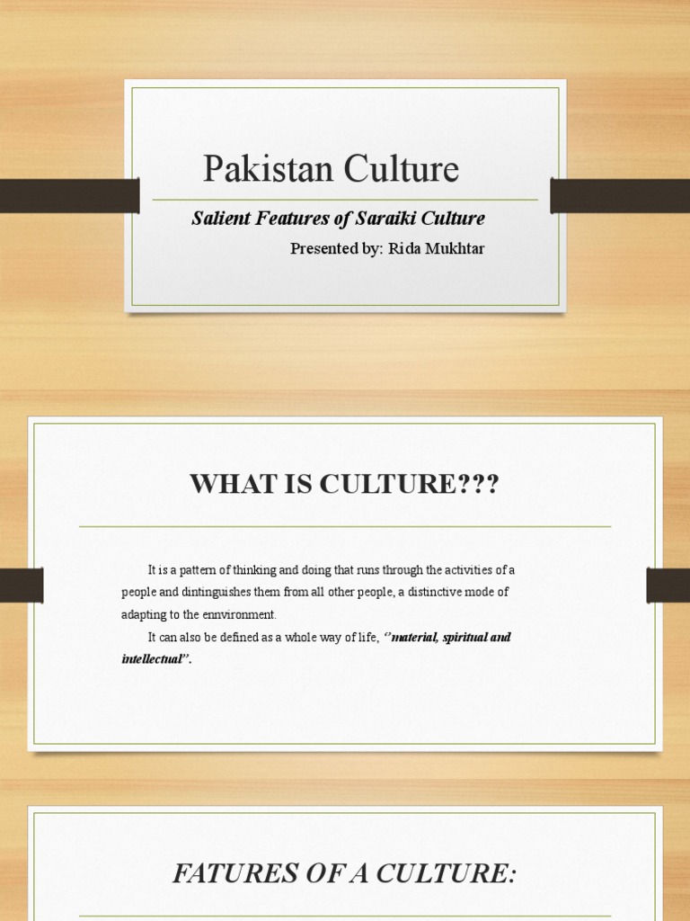 Salient Features of Siraiki Culture | PDF