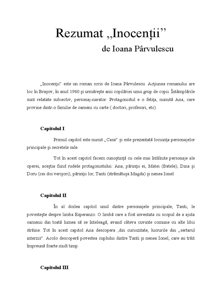 Rezumat Inocentii | PDF