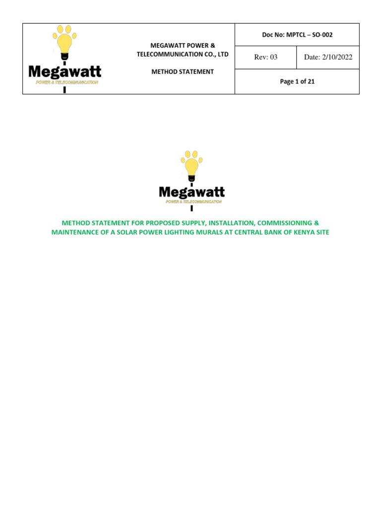 Method Statement | PDF | Forklift | First Aid