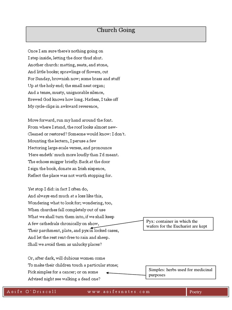 Church Going - Philip Larkin | PDF | Superstitions