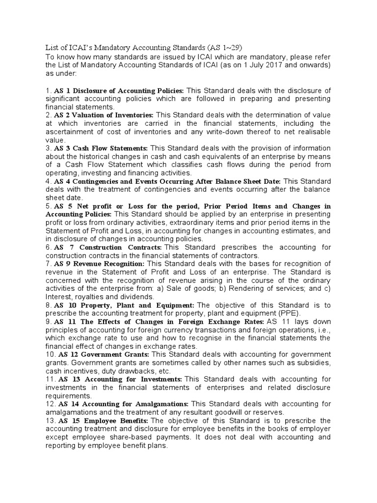 Accounting Standards | PDF | Financial Statement | Income Statement