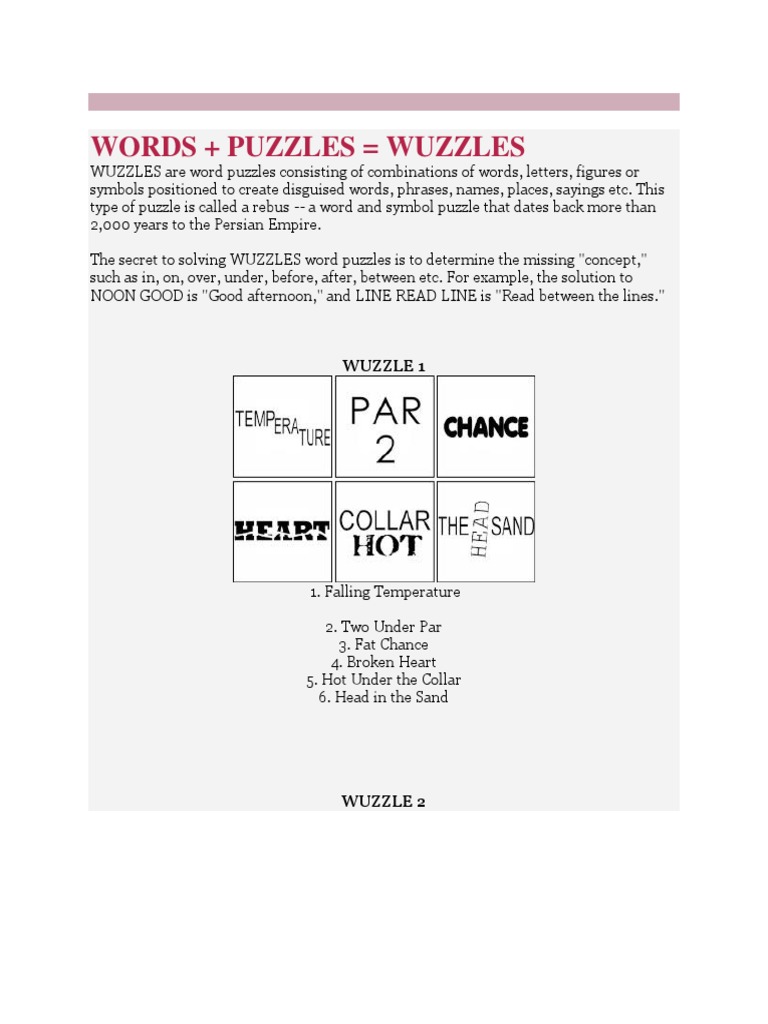 Wuzzle S | PDF | Puzzles