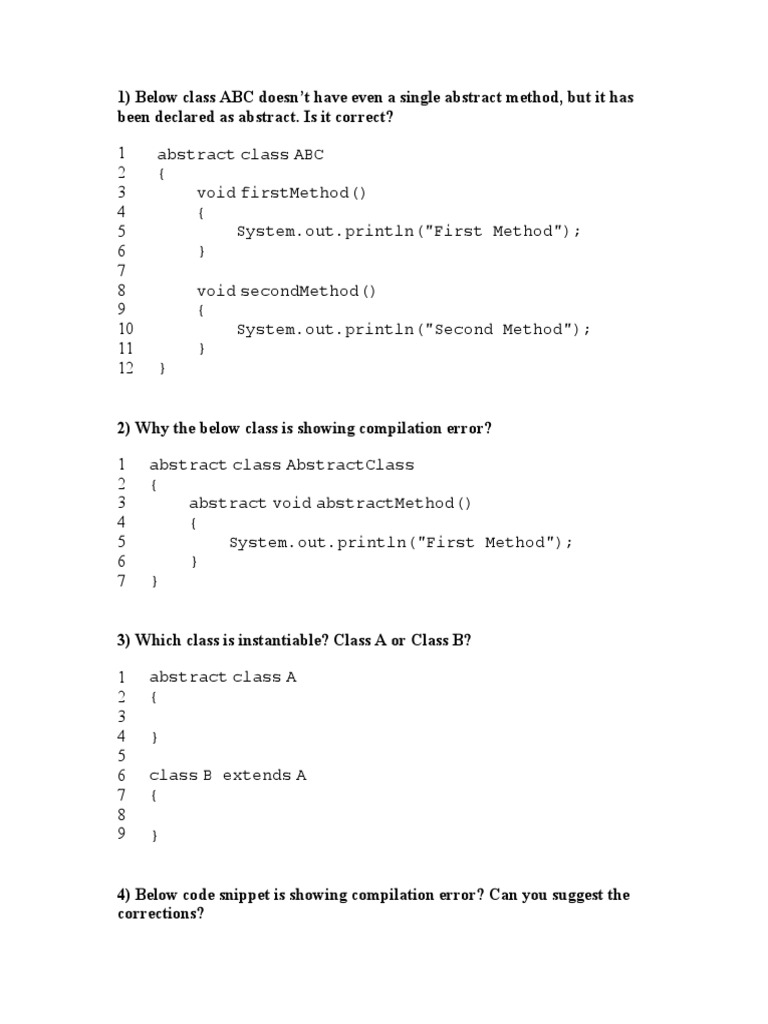 Java Questions Pdf Class Computer Programming Method Computer Programming