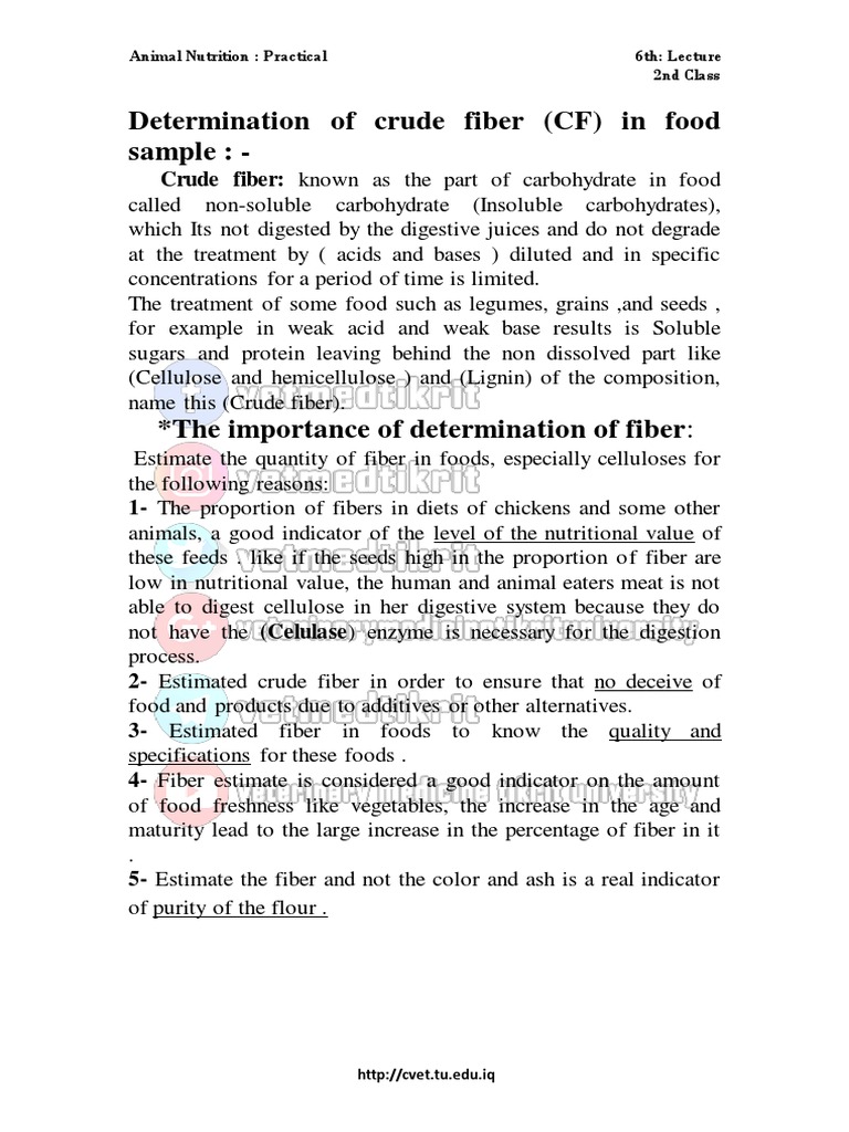 Crude Fiber Determination in Animal Feed | PDF | Diet & Nutrition ...