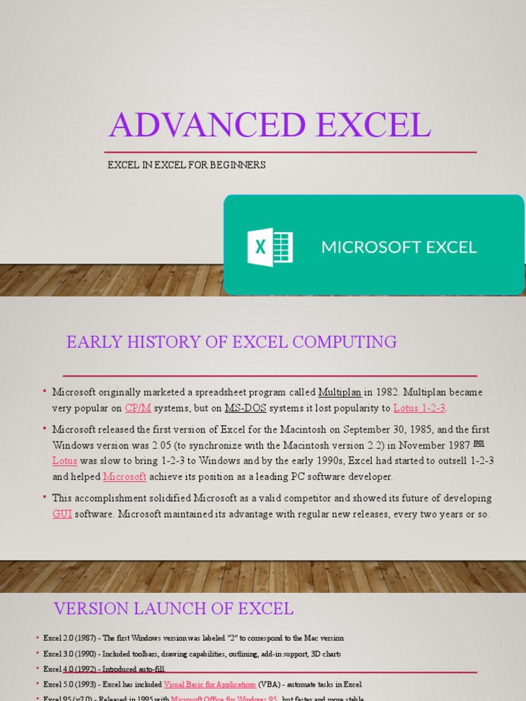 Advanced Excel - Presentation | PDF | Microsoft Excel | Database Index