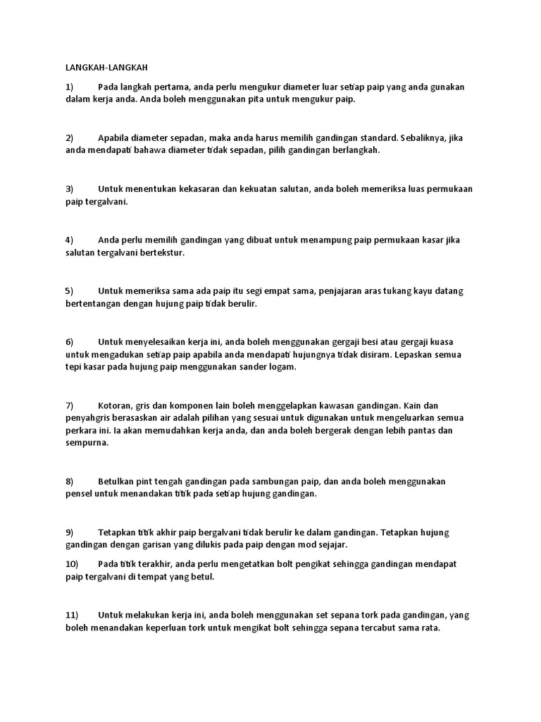 Tugasan Kerja Perpaipan Air (Besi Galvani) . | PDF