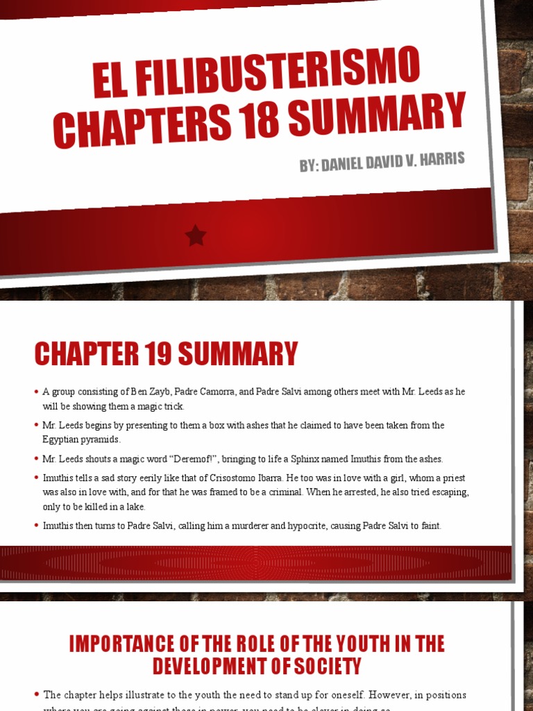 El Filibusterismo Chapters 18 Summary: By: Daniel David V. Harris | PDF