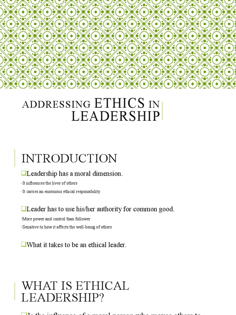 Ethical Leadership: Principles and Impact | PDF | Leadership | Value ...