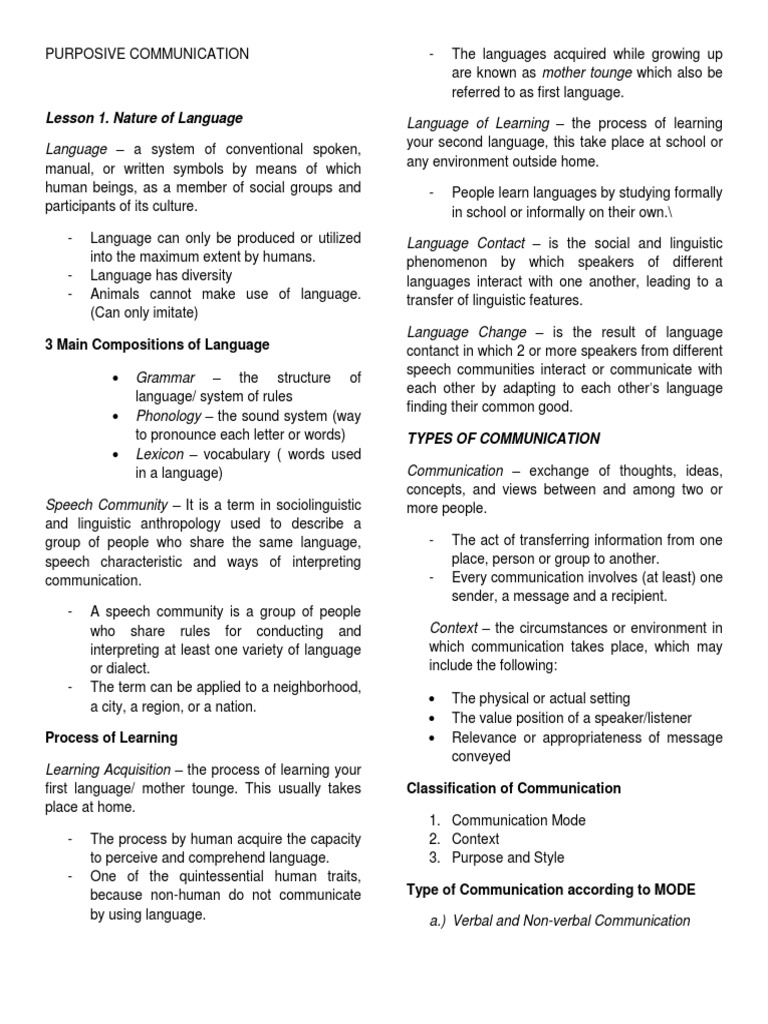Purposive Communication | PDF | Communication | Cognition