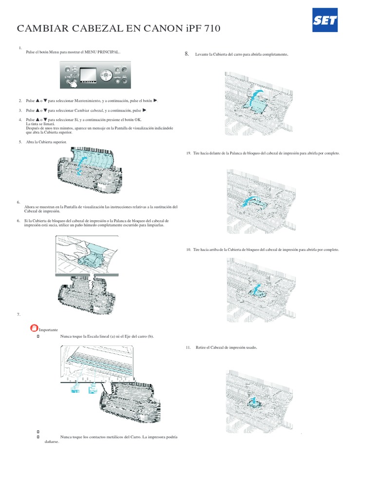 710.cdr - Set - Cambiar-cabezal-Canon-iPF710 | PDF | Impresora (Computación)