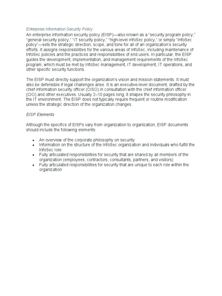 Enterprise Information Security Policy | PDF | Computers