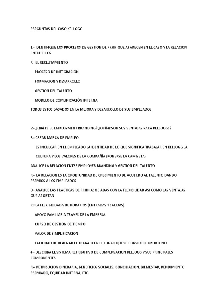 Preguntas Del Caso Kellogg | PDF