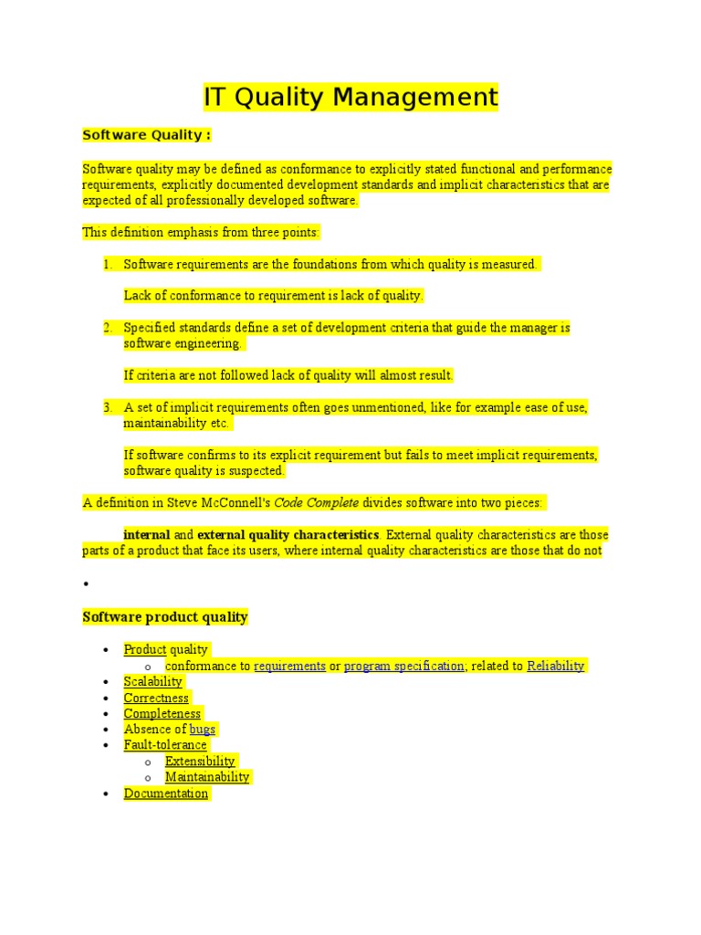 Software Quality | PDF | Software Development Process | Software ...