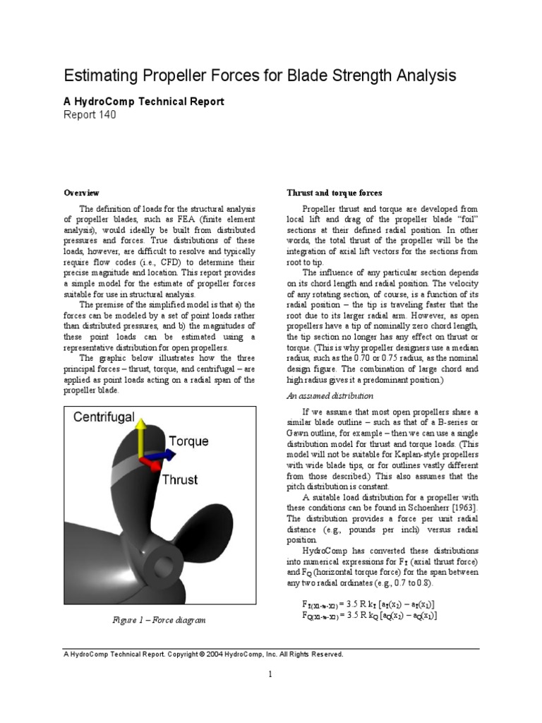 Estimating Propeller Forces For Blade Strength Analysis: A Hydrocomp ...