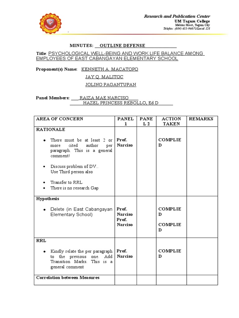 Group299 Outline Defense Minutes | PDF | Cognition | Scientific Method