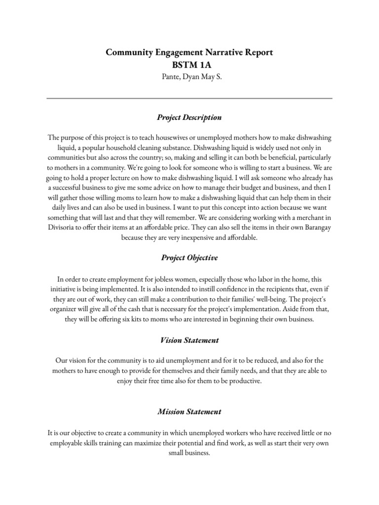 Community Engagement Narrative Report | PDF | Unemployment | Social Science