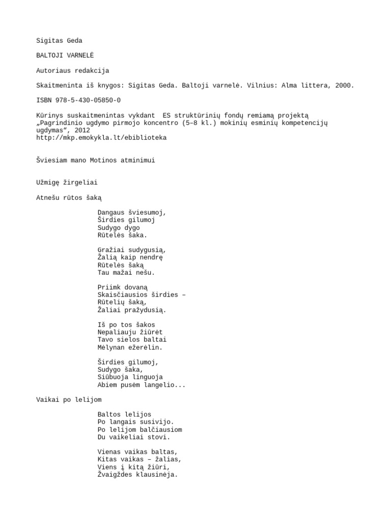 Baltoji Varnele | PDF