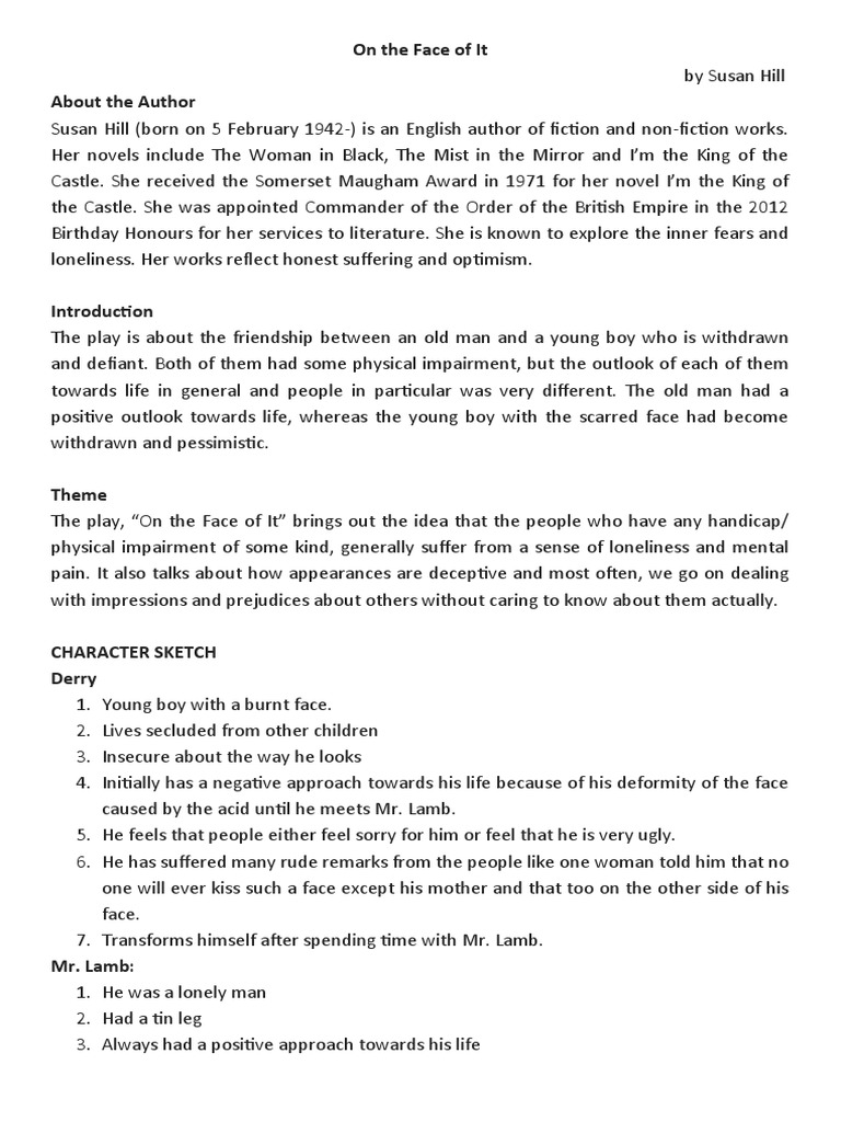 Study Notes (On The Face of It) | PDF