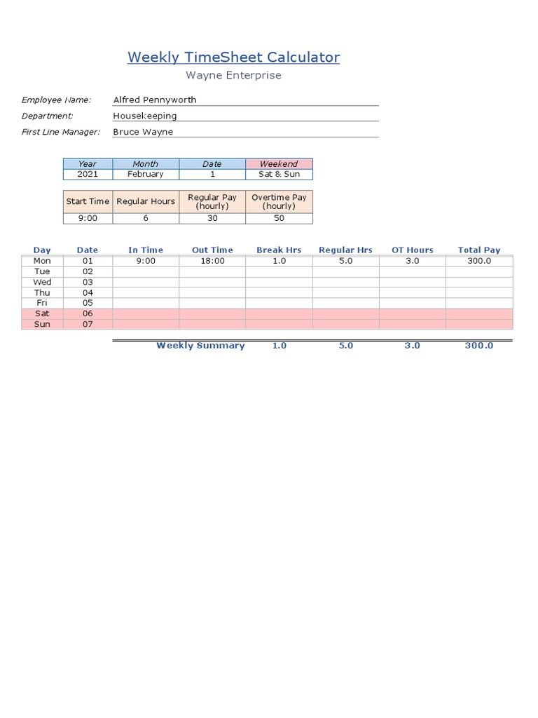 TimeSheet-Calculator TrumpExcelRevised-2021 v1 | PDF | Batman | Working ...