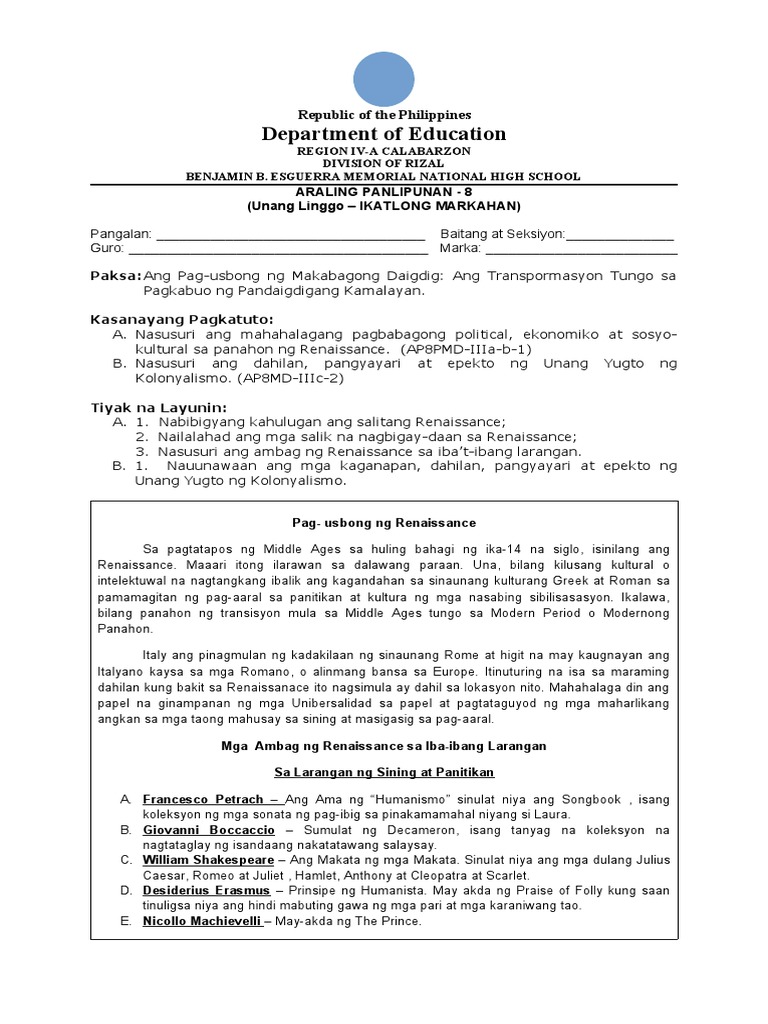 Ap8 Q3 Las Week 1to4 | PDF