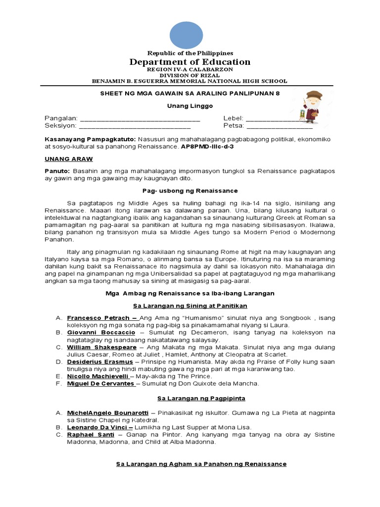 Ap8 Q3 Week 1 Activitiy Sheet | PDF