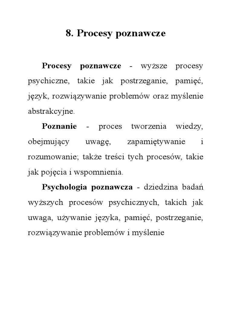 Procesy Poznawcze | PDF