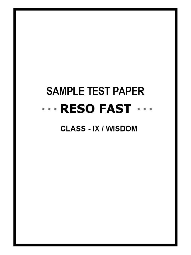 Sample Test Paper: Reso Fast | PDF | Rectangle | Chemistry