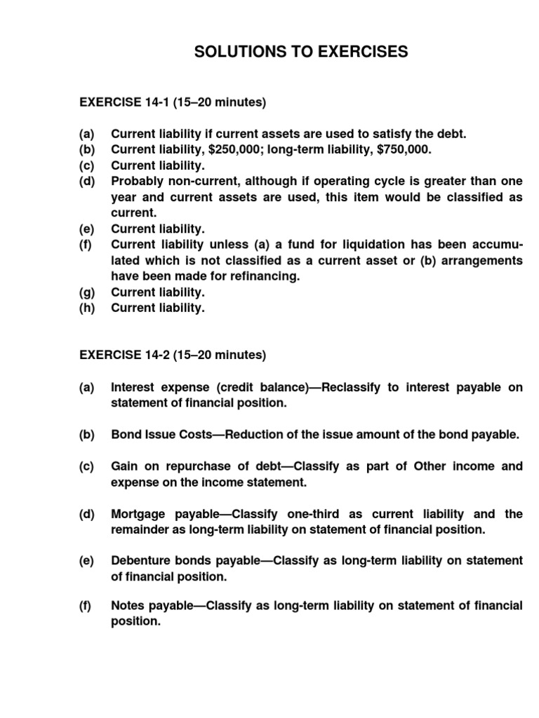 Solutions to Bond Accounting Exercises | PDF | Present Value | Bonds ...