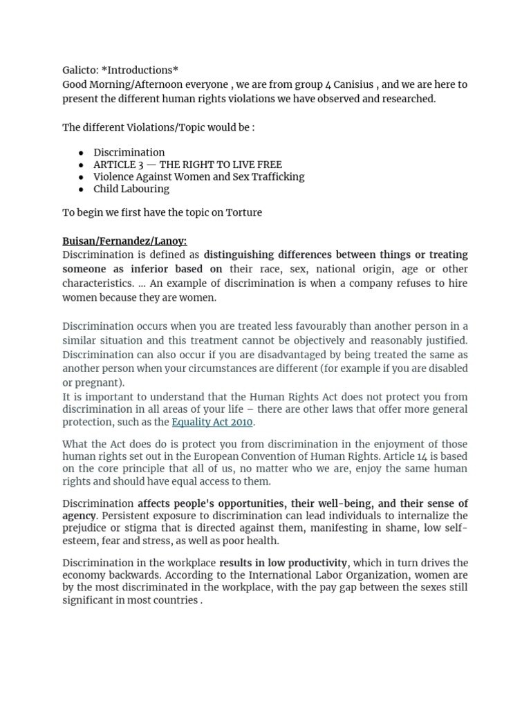 SS SCRIPT For Presentation About The Human Rights Violation 1 | PDF ...