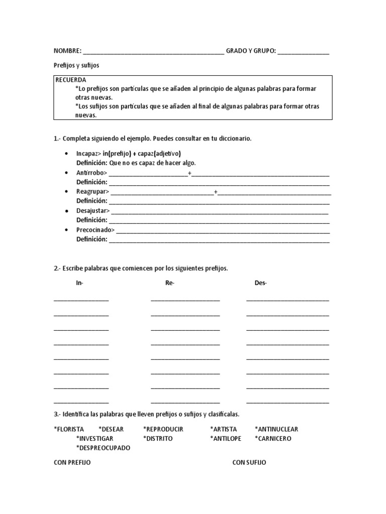 Sufijos y Prefijos | PDF | Lingüística | Familias de idiomas