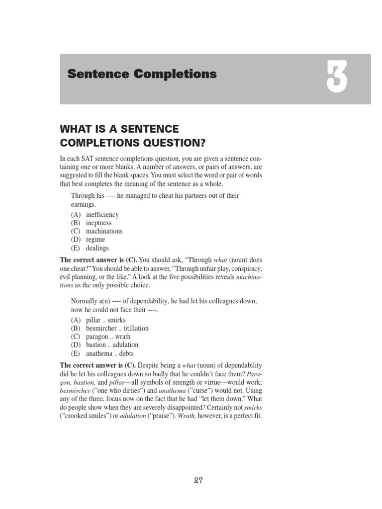 SAT Sentence Completion Strategies | PDF | Vocabulary