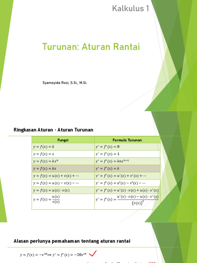 Aturan Rantai Dan Turunan Tingkat Tinggi | PDF | Motion (Physics) | Quantity