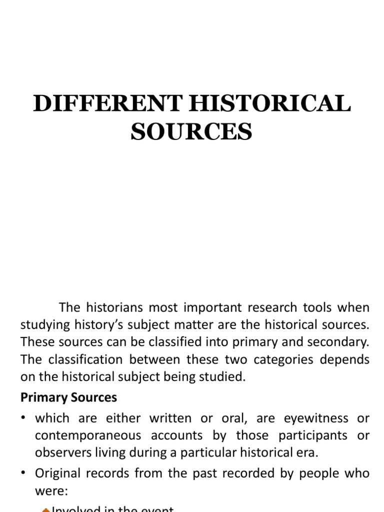 Different Historical Sources | PDF | Primary Sources | Diary