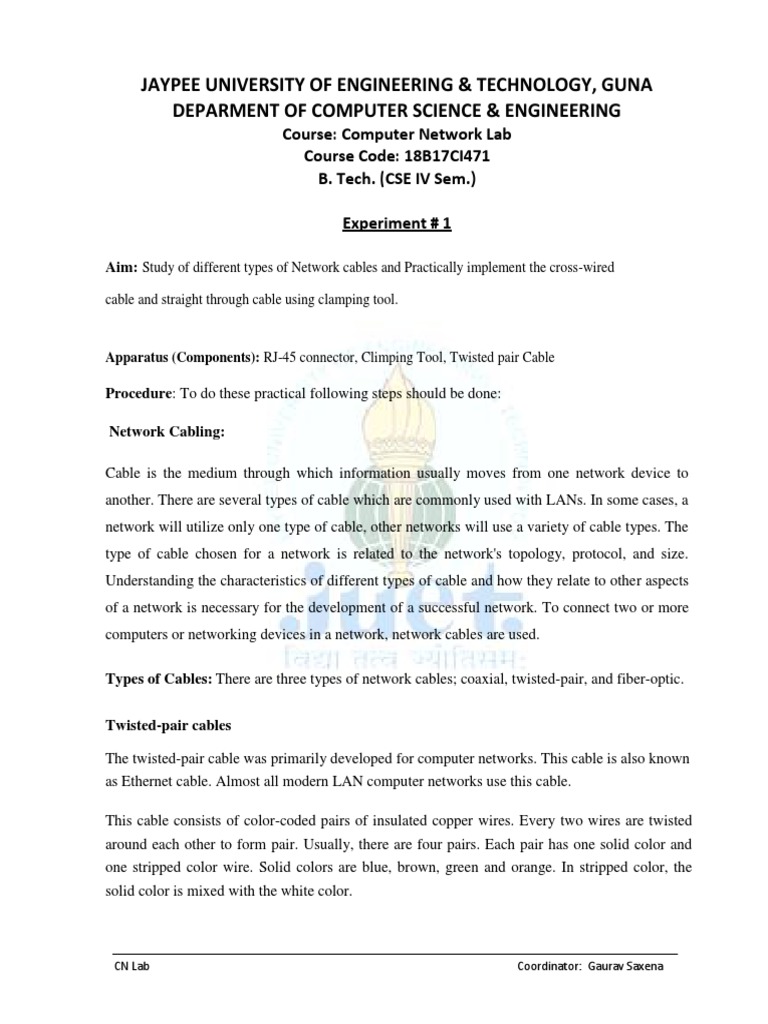 Jaypee University of Engineering & Technology, Guna Deparment of ...