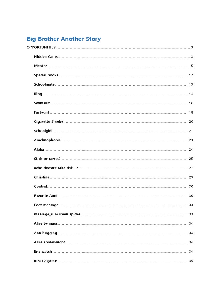 Big Brother Another Story v0.05.0 | PDF | Spider