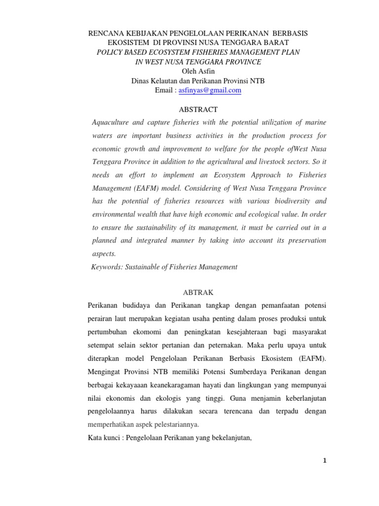 Kebijakan Pengelolaan Perikanan Berbasis Ekosistem | PDF | Kesehatan Holistik | Sains & Matematika
