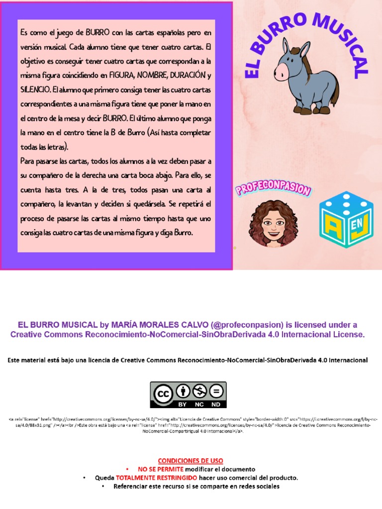 El Burro Musical para Aula en Juego | PDF | Formas musicales | Notación ...