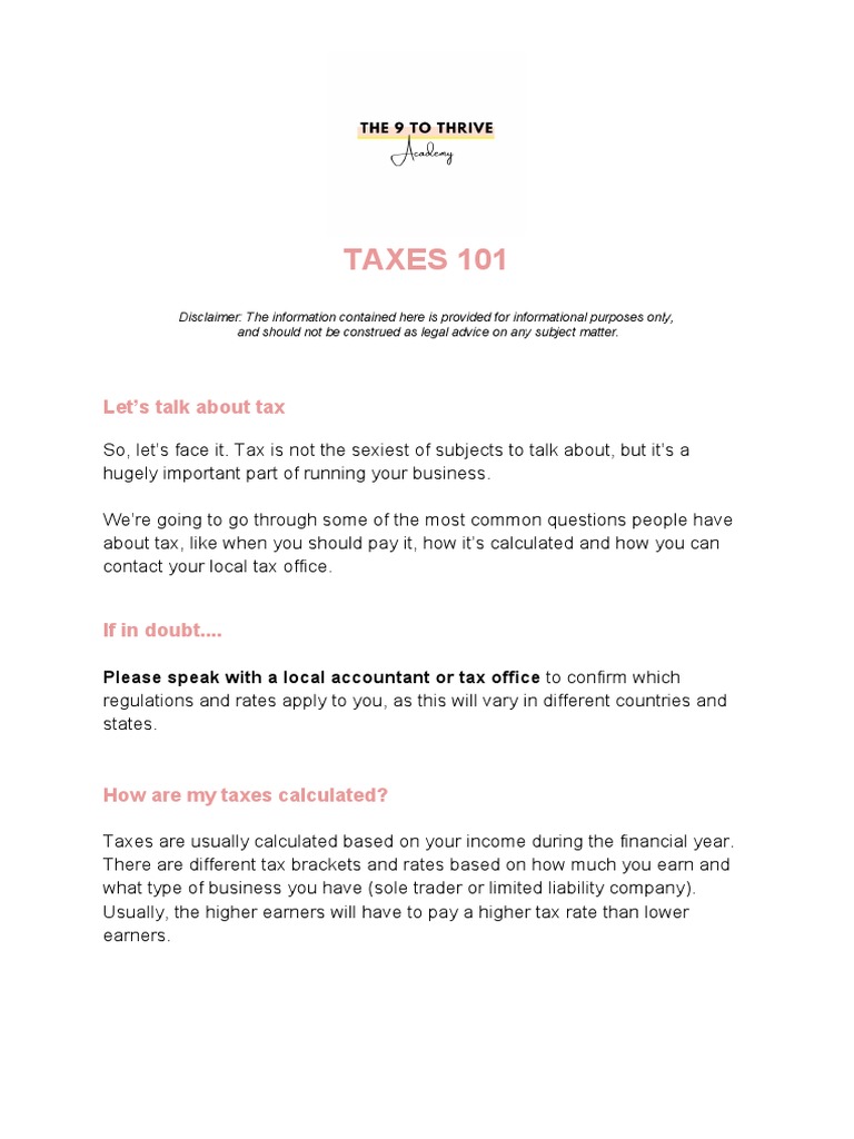 TAXES 101: Let's Talk About Tax | PDF | Receipt | Tax Exemption
